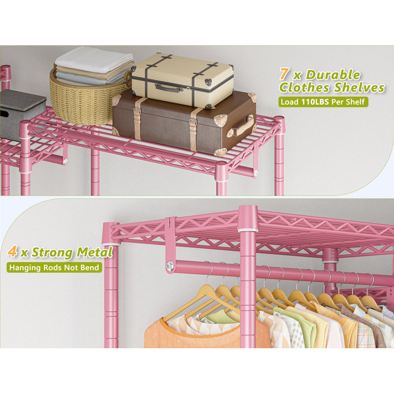 EnHomee 77" Clothes Rack Metal Clothing Rack Loads 725 lbs Adjustable Garment Rack, Portable ...